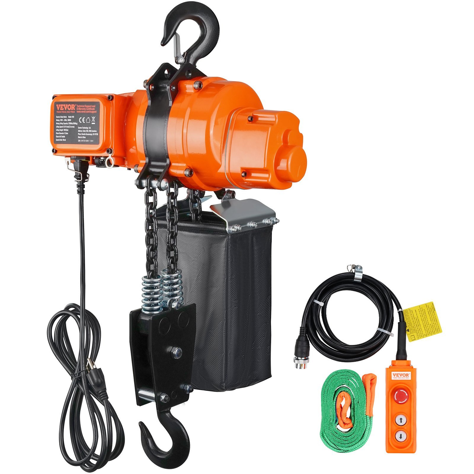 VEVOR Electric Chain Hoist Single Phase Crane Hoist 2200 lbs Load 10 ft ...